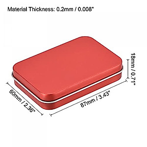 uxcell Metal Tin Box, 3.43" x 2.36" x 0.71" Rectangular Empty Tinplate Storage Containers with Lids, Red