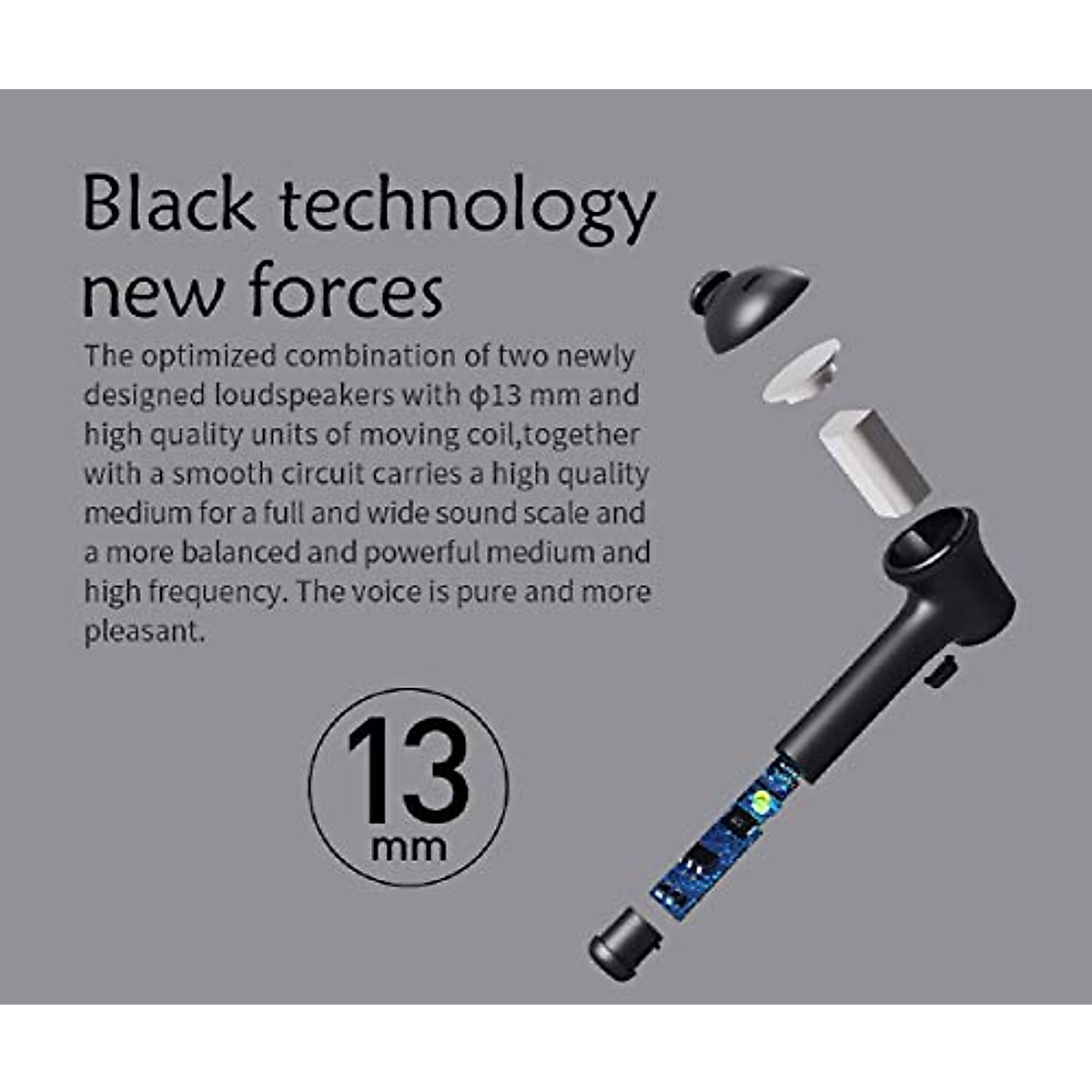 Bluedio Wireless Headphones with Face Recognition Feature, True Wireless Earbuds Bluetooth V5.0 Wireless Earphones Sports Running Headset with Charging Case Built-in Mic (Hurricane-HI Black)