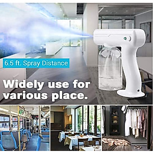 InfiniteTEC Cordless Disinfectant Nano Mist Gun Plant Repellent Control 800ml Portable Electric Sprayer Blue Light Sterilization Fogger for Home Office School Garden Hospital and Transportation