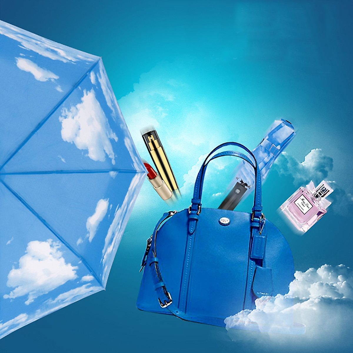 SY COMPACT Travel Umbrella Windproof Automatic LightWeight Unbreakable Umbrellas-factory outlet umbrella (Blue)