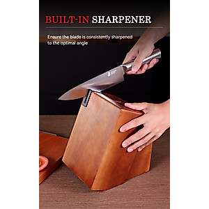 TUO Knife Set with Block and Sharpener, 16 Pcs High Carbon Stainless Steel Knife Block Set, Razor Sharp Kitchen Knife Set, Non-Slip Ergonomic Handle