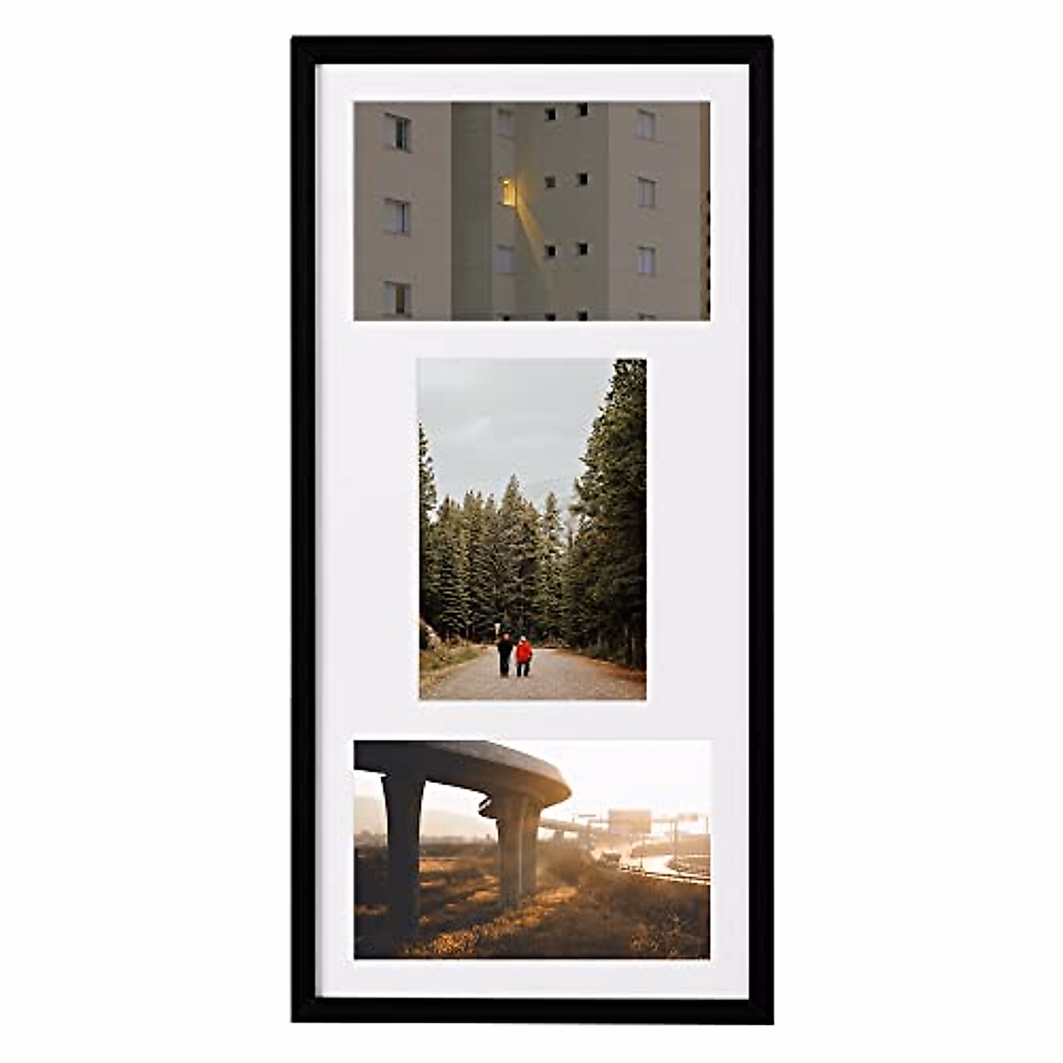 Navaris Picture Frame for 3 Photos - Collage Photo Frame for Wall - Multi Aperture Wall Hanging 3-Photo or Postcard Frame for 6x4 (10x15cm) Pictures