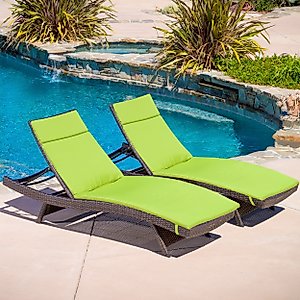 GDFStudio Outdoor Chaise Lounge Cushion (Set of 2), Green