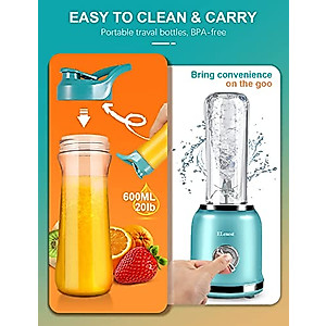 Smoothie Blender with 2 Speeds and Pulse Function Blender for Shakes and Smoothies, 250W Mini Portable Blender with Bpa-Free Portable 20oz Travel Bottles