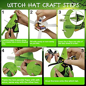 Golden Associate Halloween Party Favors for Kids, 24 Pack Witch Hat Shaped Treat Bag Fillers with 266 Pcs Non-Candy Treats Toys Bulk, Goodies Classroom Prizes Handouts Gifts