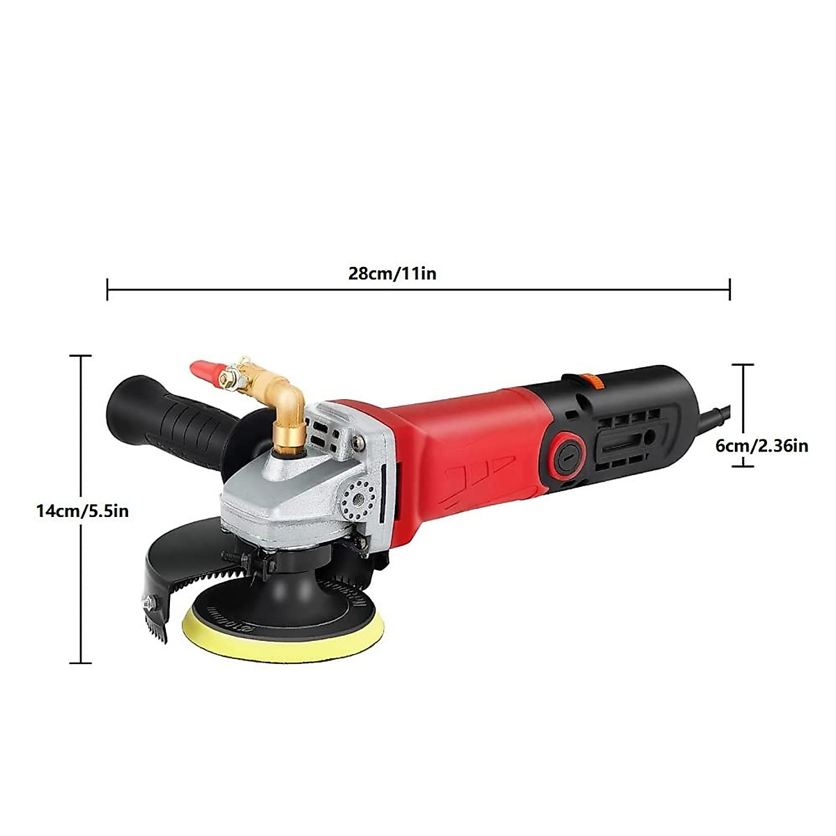 HaTur Wet Polisher 860W/110V Wet Buffer with 4'' Diamond Polishing Pad Low-noise Stone Polisher Variable Speed Buffing Machine for Concrete, Marble, Granite, Ceramic Tile