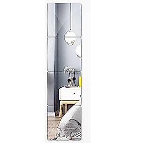 4 Pcs 12" x 12" Self Adhesive Acrylic Mirror Home Décor Wall Mounted Mirror Frameless Mirror Tiles Non Glass Sticky Mirror Tile for Bedroom, Gym, Door
