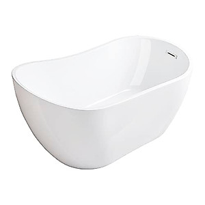 WOODBRIDGE BTA1507-B/N-Drain &O + Pillow Bathtub, 54“, Brushed Nickel