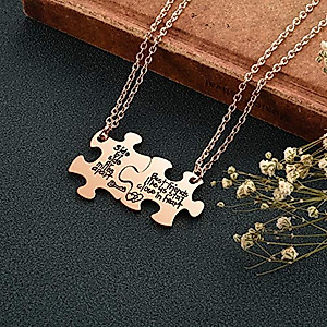 Top Plaza 2 Pcs Friendship Bff Necklaces Set Best Friends Puzzle Matching Pendant Necklaces Christmas Birthday Gifts -Rose Gold