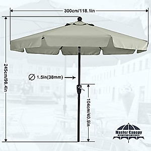MASTERCANOPY Valance Patio Umbrella for Outdoor Table Market -8 Ribs (7.5ft, Light Gray)