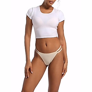 DAOAO Seamless Thongs for Women G String No Show T-Back Tangas Stretch Cheeky Panties Cute Straps Sexy Underwear 4 Pack（Black/Nude,M