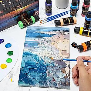 Aen Art Acrylic Paint, Set of 24 Colors Craft Paint Supplies for Canvas, Painting, Wood, Ceramic & Fabric, Rich Pigments Non Toxic Paints for Artists & Hobby Painters, 2 fl oz / 60 ml Bottles