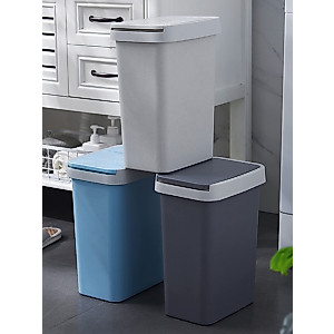 Plastic Garbage Can 3 Gallon Small Wastebasket Narrow Garbage Can with Lid Rectangle Trash Can for Kitchen, Bathroom, Bedroom, Home Office, Craft Room, Dorm Room, Powder Room (Navy blue)
