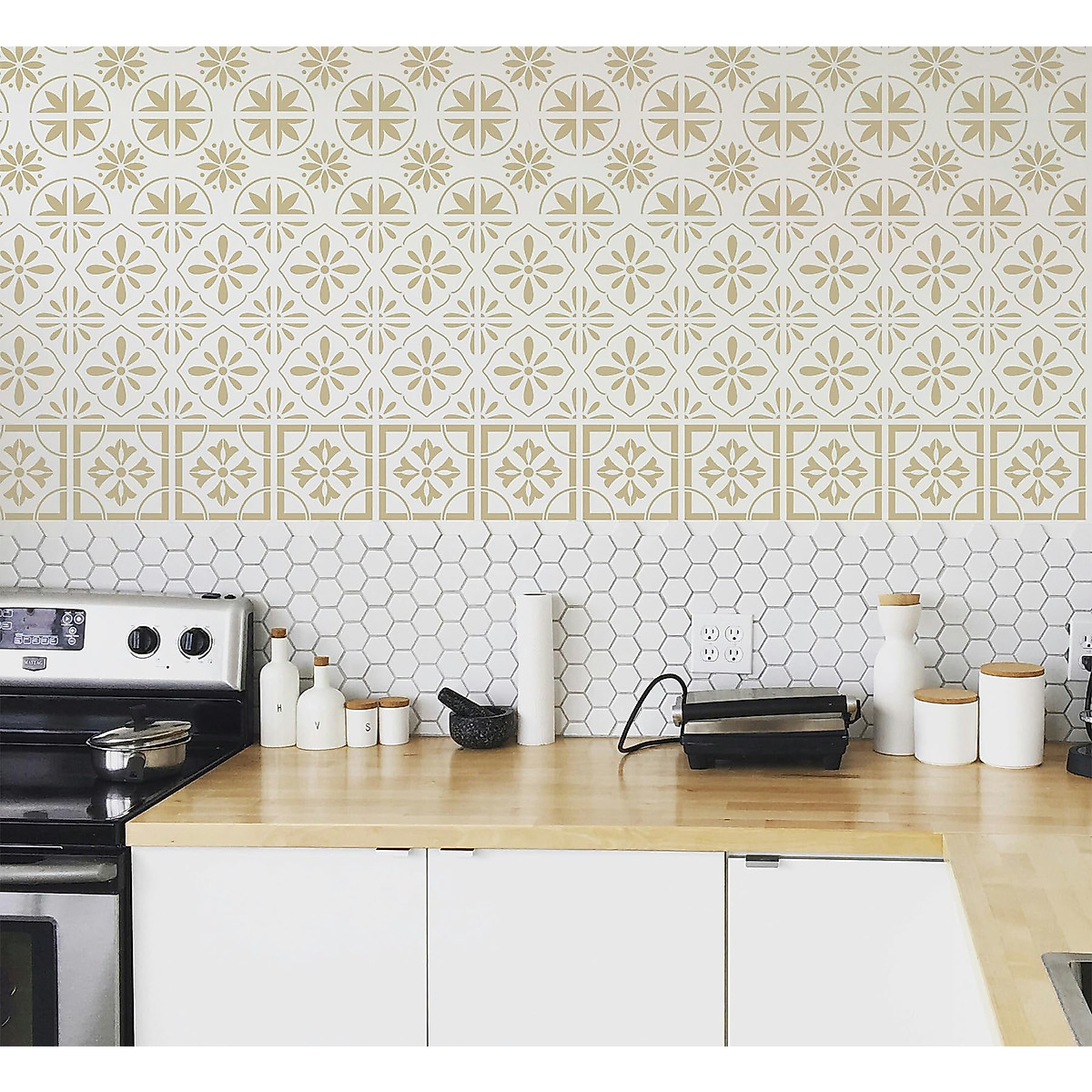 16-Pack Spanish Tile Stencil Set (8X8 Inch) Authentic Patterns for Floor and Wall, Reusable Tile Stencils for Painting on Floors, Furniture, and Canvas, DIY Spanish Talavera Home Décor