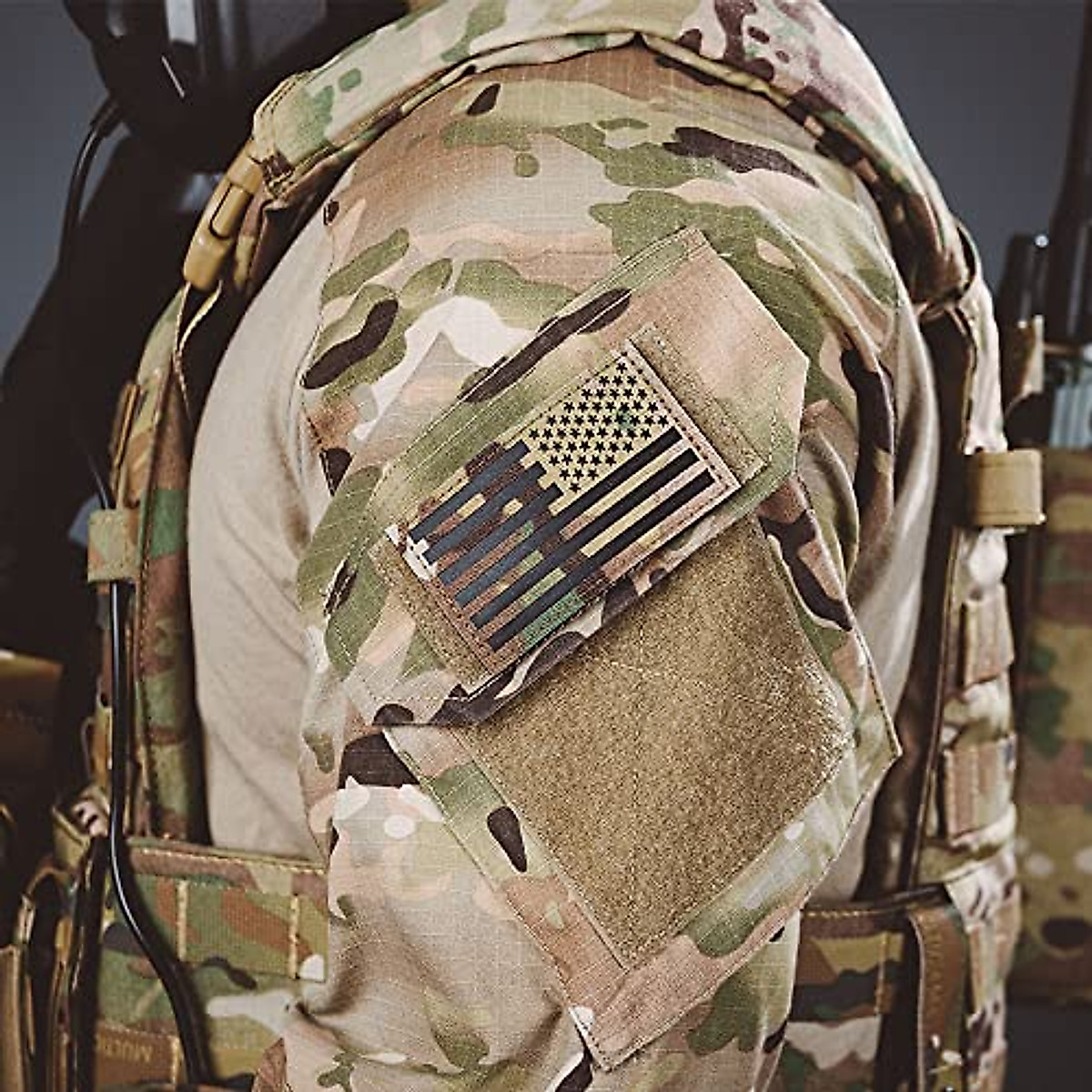 EXCELLENT ELITE SPANKER 2 Pcs American Flag Patch Reflective USA Flags Patches PVC Tactical Patch for Backpack Vest Clothes Hat Patch Military Team Patch(Multicam)