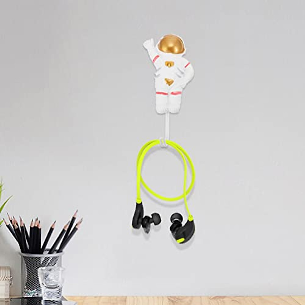 FOMIYES 4Pcs Astronaut Shape Storage Hooks Wall Mounted Coat Hooks Resin Self- Adhesive Towel Keys Hanger for Room Entryway Bathroom