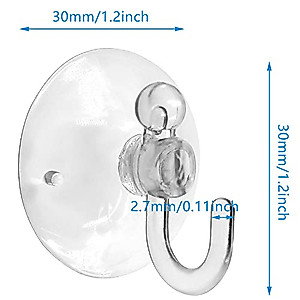 Piutouyar 20Pcs Clear Suction Cup Hooks 30mm Plastic Sucker Pads Transparent Suckers for Window Wall Bathroom Shower Kitchen Hook Hanger
