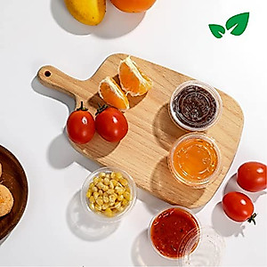 BHYTAKI Jello Short Cups, 200 Sets - 2 oz Disposable Plastic Portion Cups with Lids, Souffle Cups, Clear Plastic Containers With Lids, Condiment Cups, Sauce Cups,Disposable Souffle Cups.(2 oz)