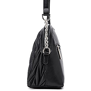 DAVIDJONES Faux Leather Chain Crossbody Bags for women Quilted Dome Small Purse