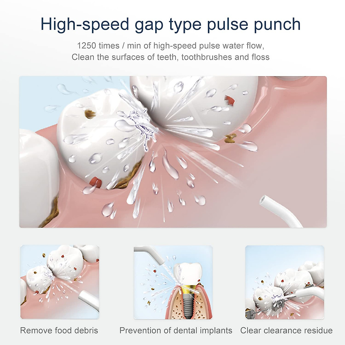 Nicefeel Portable Water Flosser Cordless Rechargeable Dental Cleaner Irrigator, with Gravity Ball, LCD Display, 300ml tank 6 Modes 4 Jet Tips, and IPX7 Water proof for Travel & Home & Braces