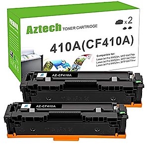 Aztech Compatible Toner Cartridge Replacement for HP 410A CF410A 410X CF410X Color Pro MFP M477fnw M477fdn M477fdw M452dw M452nw M452dn Toner Cartridges Printer (Black, 2-Pack)