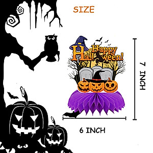 9pcs Halloween Decorations Honeycomb Centerpieces - Halloween Table Decorations for Halloween Parties, Spooky Theme Designs with Witches, Pumpkins, Ghosts, and Skeletons