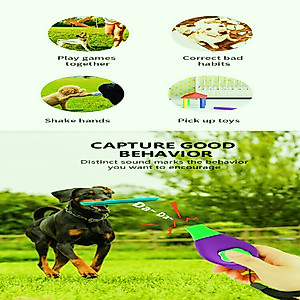 Dog Training Clicker with Whistle and Wrist Strap - Positive Behavior Reinforcer for Pets - All Ages, Puppy and Adult Dogs - Use to Reward and Train - Dog Whistle Included (Blue)