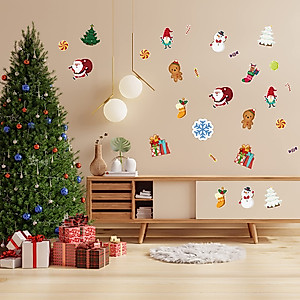 Winnwing 55Pcs Christmas Cutouts Bulletin Board Decorations Set Colorful Xmas Tree Santa Claus Stockings Candies Paper Cut-Outs with Glue Point Dots Seasonal Holiday Home School Classroom Wall Décor