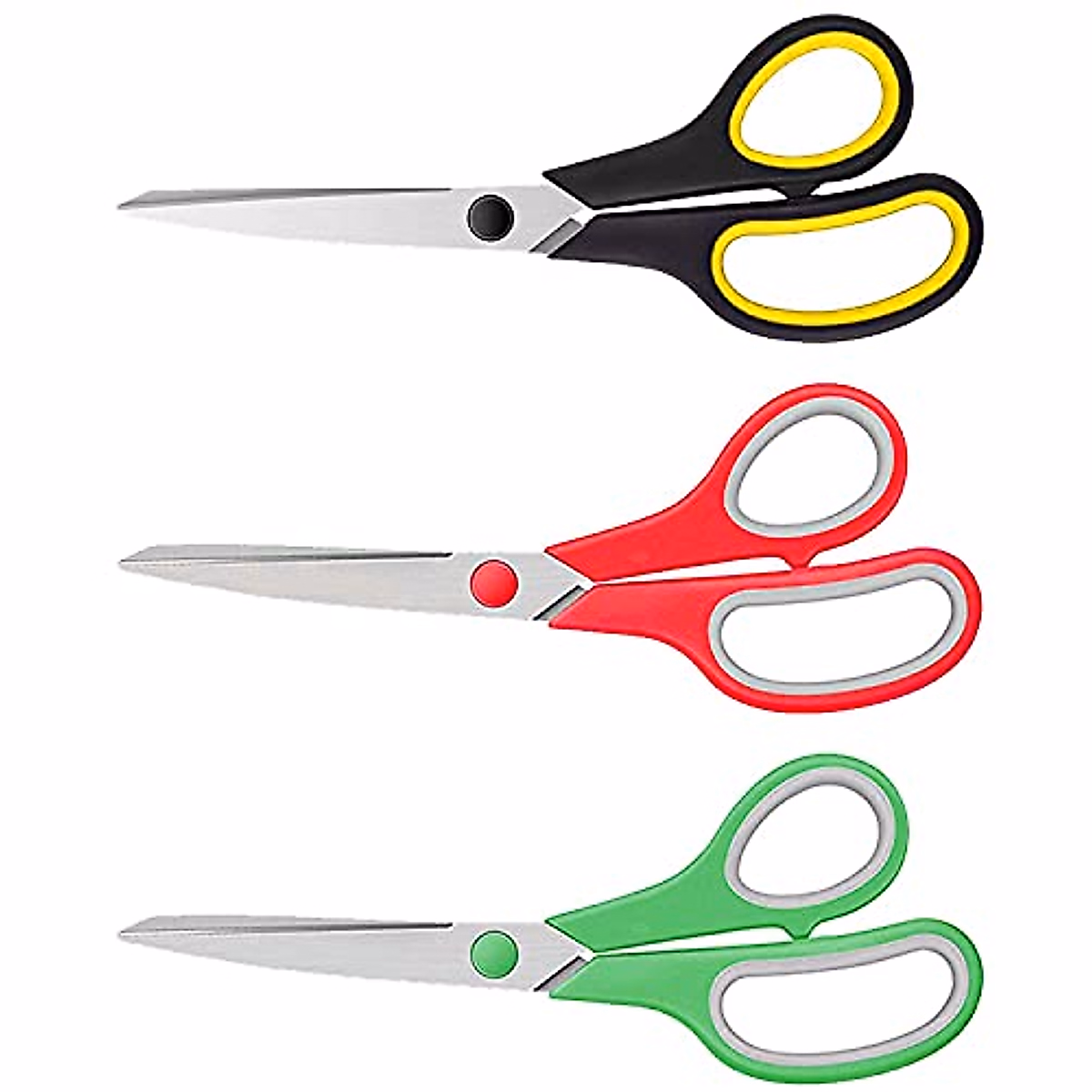 ZekPro 3 Pack Scissors 8" Craft Scissors All Purpose, Heavy Duty Sharp Blade Shears Sewing Scissor for Office, Fabric and School Supplies Left - Right Handed