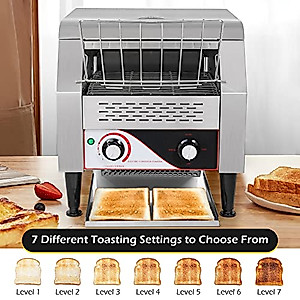 Dyna-Living Commercial Toaster 300 Slices/Hour Stainless Steel Restaurant Toaster Conveyor 2200W Heavy Duty Industrial Conveyor Toasters Bagel Toaster Conveyor Belt Toasters for Restaurant or Bakery