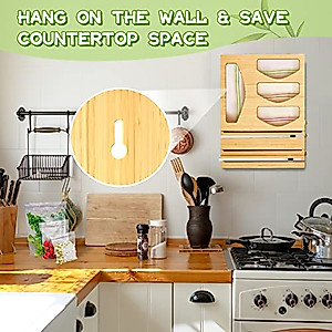 KMOTASUO Bamboo Ziplock Bag Organizer for Drawer, 6 in 1 Food Storage Bag Organizer Wrap Dispenser with Cutter, Great for Quart Gallon Sandwich Snack Bags & Foil Plastic Wrap (6 in 1)