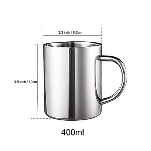 IMEEA 7.5oz/220ml Camping Mugs Tea Cups Double Walled Stainless Steel 13.5oz/400ml Coffee Mugs