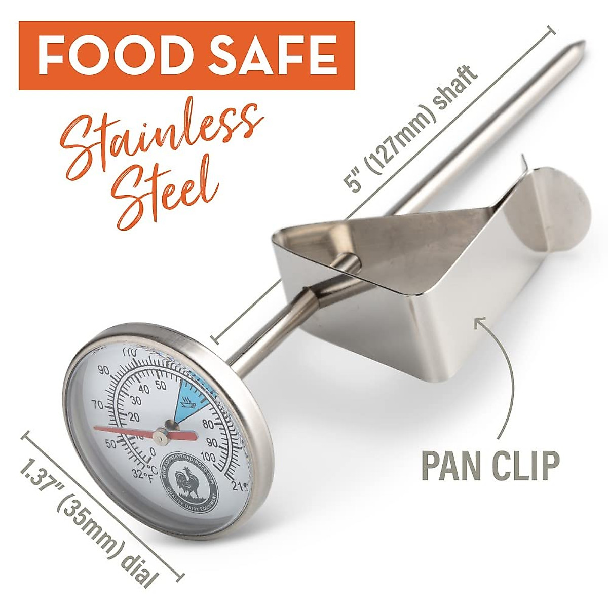 Kitchen Food Thermometer | Protective Case | Meat BBQ Poultry Dairy and Canning | Calibrated