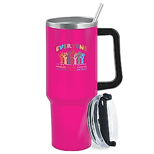 liabiliies 40 oz Tumbler with Handle and Straw Everyone is Welcome Here Tumbler with Lid and Straw Insulated Tumbler Stainless Steel Tumblers