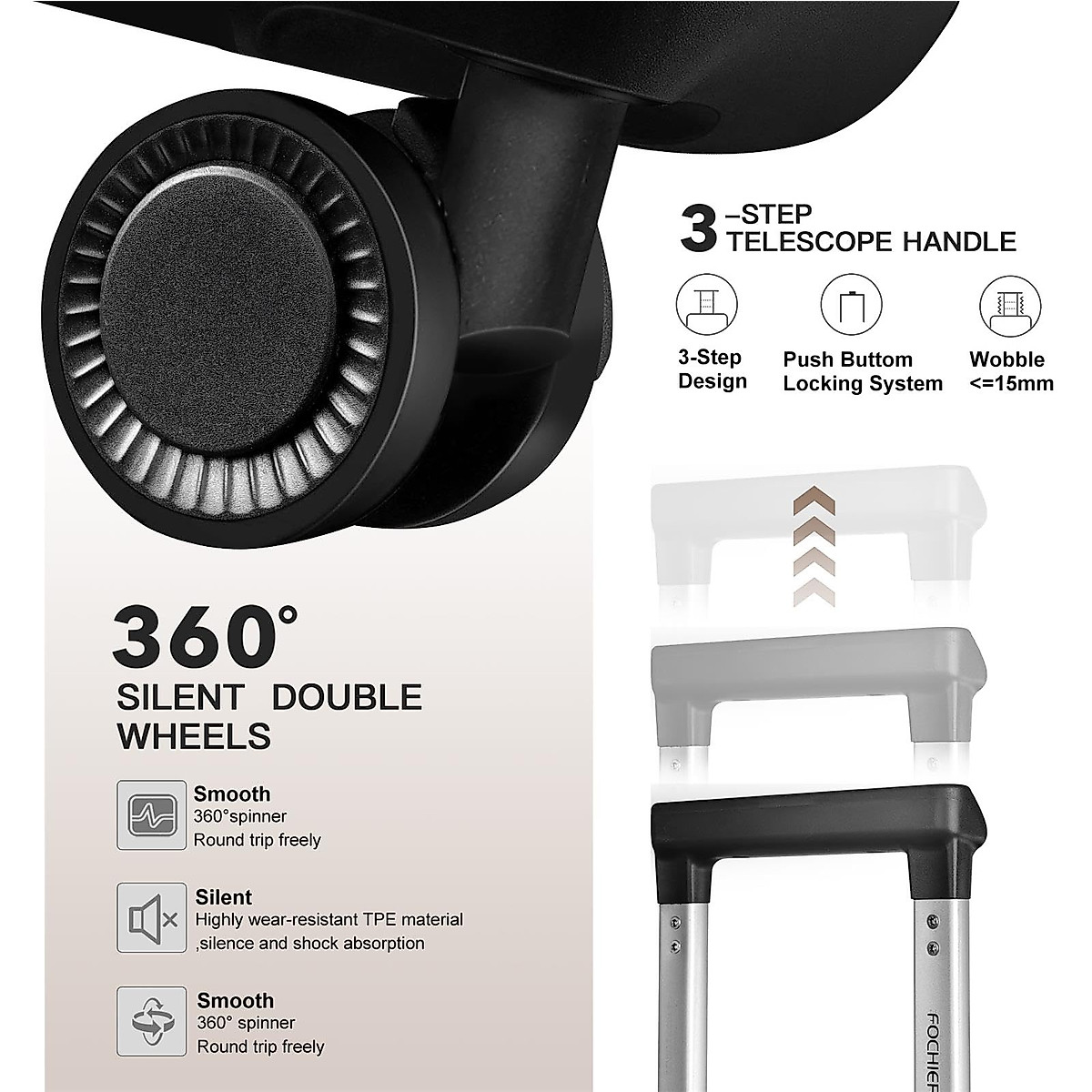 FOCHIER F Luggage Sets 3 Piece, Hard Shell Luggage Sets Clearance, Lightweight PP Material Travel Suitcase Sets With Spinner Wheels & TSA Lock for Men Women, 20''/24''/28''