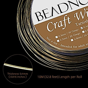 BEADNOVA Craft Wire Jewelry Beading Wire Tarnish Resistant Copper Wire for Jewelry Making with Cutting Pliers (5pcs, 26 Gauge)
