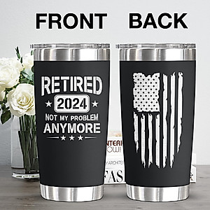 Retirement Gifts for Men, Women, Teacher, Coworkers 2024 - Farewell, Coworker Leaving, Happy Retirement Gifts, Humorous Retirement Gifts Idea, Funny Retired Gifts for Men 20oz Coffee Tumbler (Black)