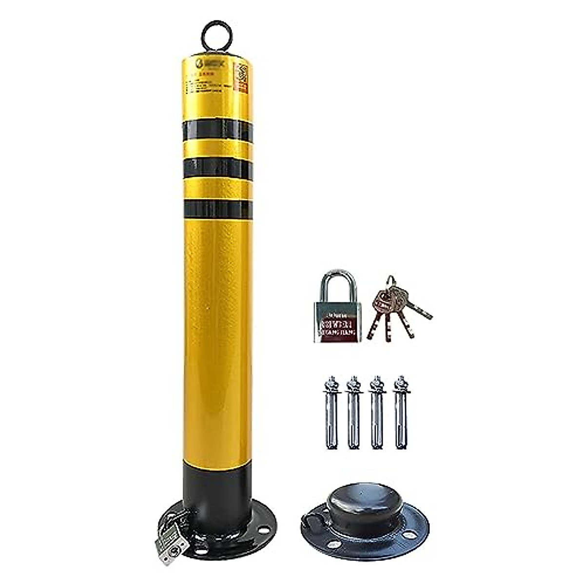 BYZOMU Removable Car Parking Space Lock Bollard High 750mm Parking Bollard with Padlock & Screw Parking Barrier Post Easy Installation