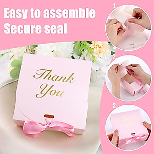 VGOODALL 20PCS Small Paper Gift Boxes, Thank You Gift Box Party Favor Box with Bow Ribbon Mini Candy Treat Box for Birthday Wedding Party Holiday Pink