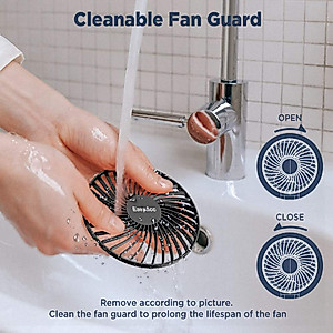 EasyAcc Handheld Fan, 2023 4th New 5000 Battery Operated Desk Fan [ 4 Speed 20 Hours Quiet Powerful Hand Fan ] Power Indicator/One Touch Power Off Foldable Personal Fan for Travel Office Outdoor