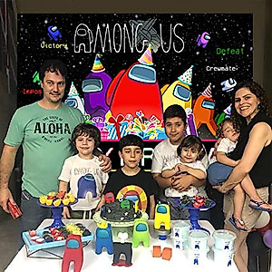 5 x 3 Ft Among Backdrop Banner Photography Background Video Us Themed Birthday Party Decoration Supplies for Indoor Outdoor Living Room Yard