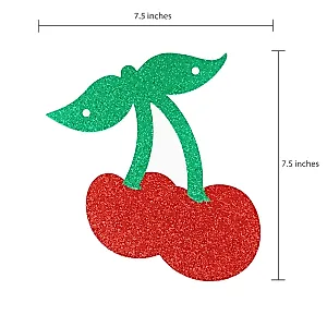 Glitter Cherry Happy Birthday Banner 1950's Party Decoration Pre-Strung 1st Birthday Party Decoration Rockabilly Themed Birthday Party Banner