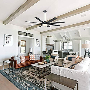 Parrot Uncle Ceiling Fans with Lights and Remote 60 Inch Black Ceiling Fan with Light LED Outdoor Ceiling Fans for Covered Patios, 6-Speed, Reversible DC Motor