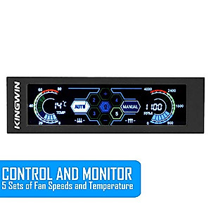 Kingwin FPX-007 Performance 5.25” Touchscreen LCD Fan Controller Cooling with Liquid Crystal Display Module. Features Temperature Monitor, RPM Display, and Fan Fail Alarm