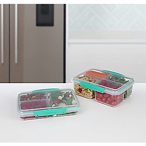 Sistema To Go Multi Split Food Storage Container, Clear with Coloured Clips, 820 ml