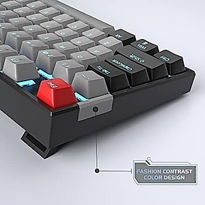 MageGee 75% Mechanical Gaming Keyboard with Blue Switch, LED Blue Backlit Keyboard, 87 Keys Compact TKL Wired Computer Keyboard for Windows Laptop PC Gamer - Grey/Black