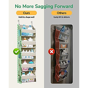 ULG 1-Pack Over Door Organizer with 5 Large Pockets 10 Mesh Side Pockets, 44 lbs Weight Capacity Hanging Storage Organizer with Clear Window for Bedroom Bathroom Kitchen, RV, Camper, Beige