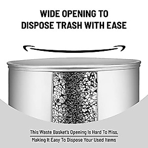 Zahari Home Sinatra Waste Basket Decorative Beautiful Designs Bathroom Bedroom Living Room Decor, Silver