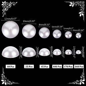 PH PandaHall 6 Sizes White Flat Back Pearl Cabochon 690pcs Flat Pearls Gems for Shoes Crafts Scrapbooking Embellishment Makeup Wedding Diamond Phone Nail Making 4mm 5mm 6mm 8mm 10mm 12mm