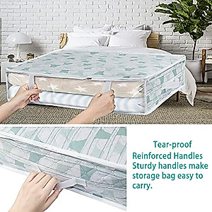 Lifeadhoc Storage Bags, 2 Pack Clothes Storage Bins, Foldable Under Bed Storage Containers, Closet Organizers, with Durable Handles Thick Fabric for Blanket Comforter Clothing Bedding 40L(Green)